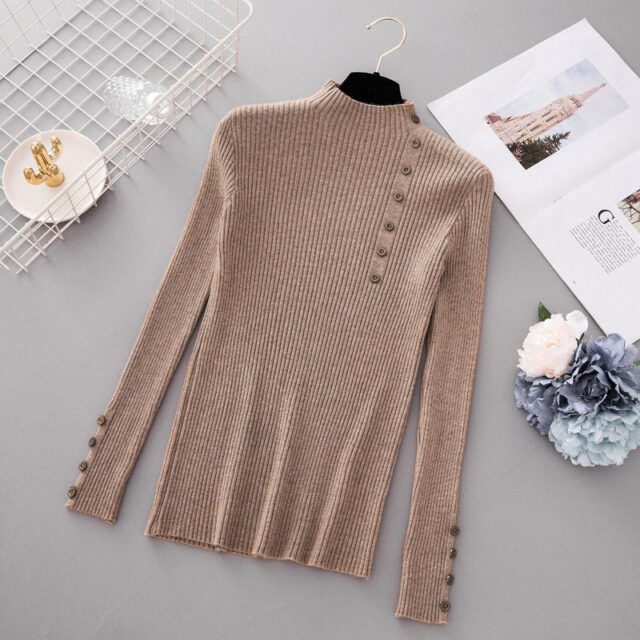 Women's Button Patterned Knitted Sweater